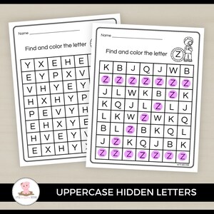 Hidden Uppercase Letter Printable Worksheets by Little Wiggles Design ...