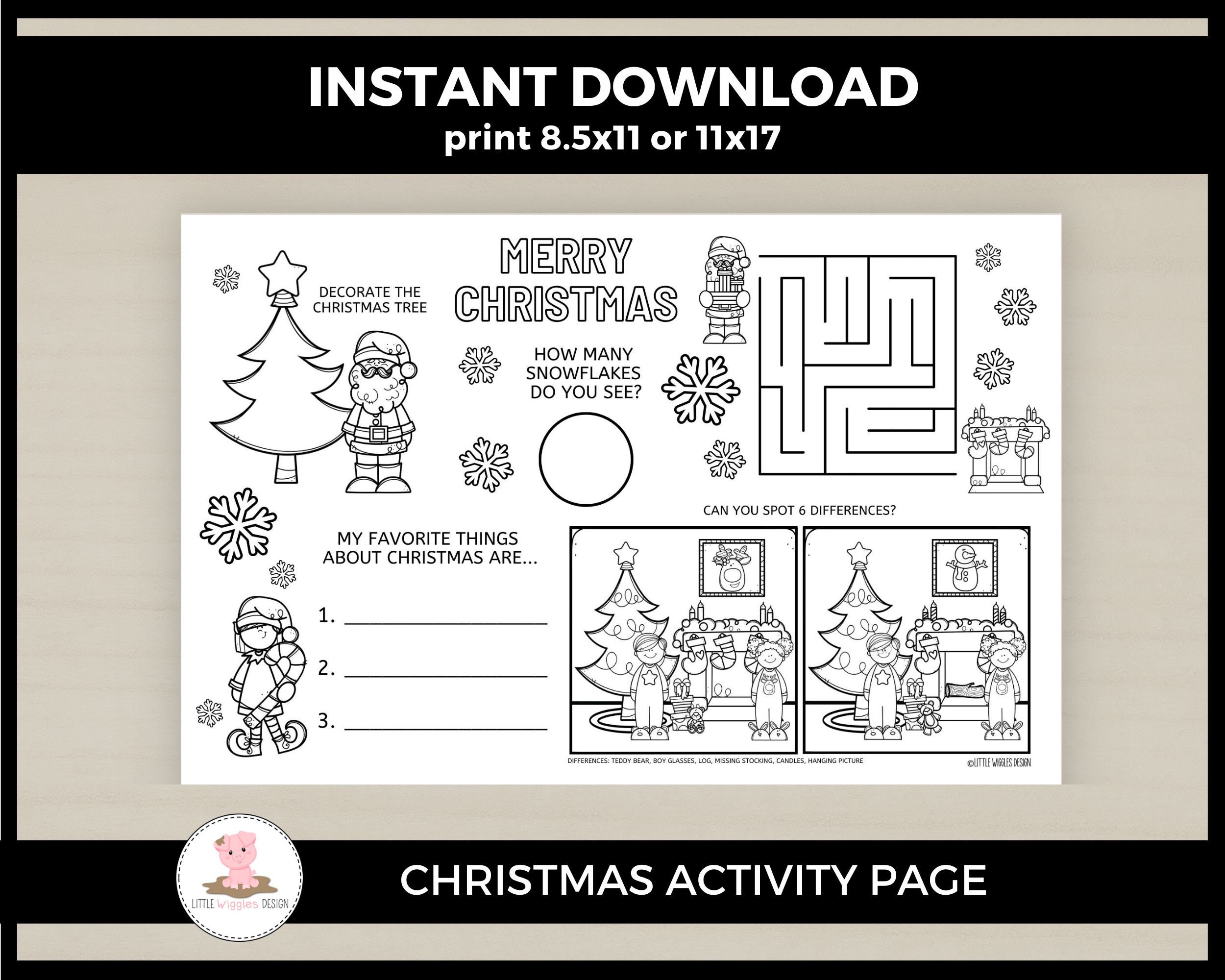 Printable Christmas Activity Coloring Page by Little Wiggles Design - Etsy
