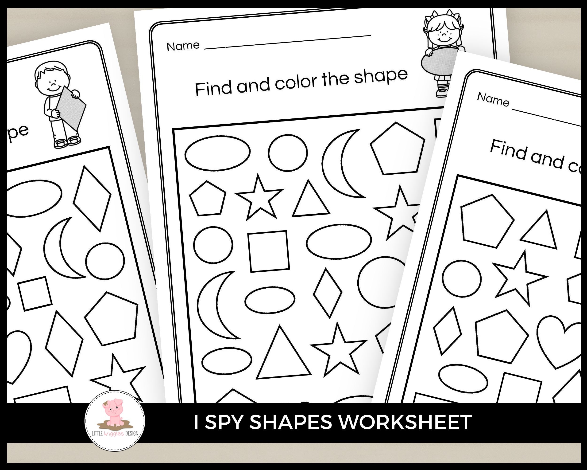 Shape Recognition I Spy Worksheets by Little Wiggles Design - Etsy