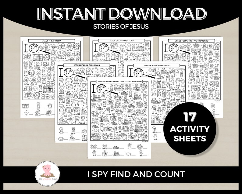 Stories of Jesus I Spy Activity: Find and Count Game (digital Download ...