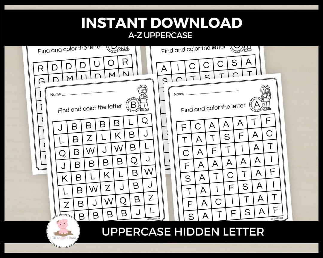 Hidden Uppercase Letter Printable Worksheets by Little Wiggles Design ...