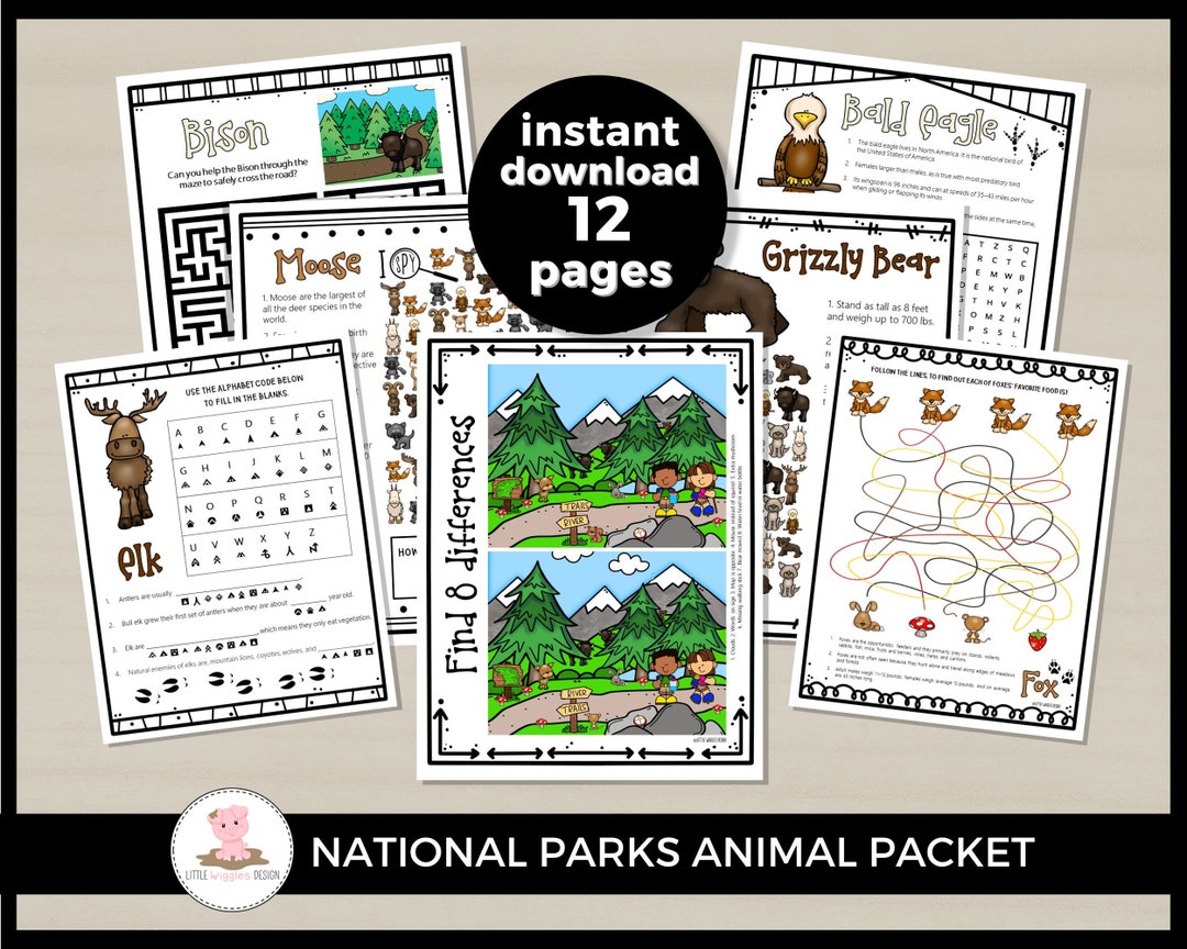 National Park Activity Packet for Kids by Little Wiggles Design - Etsy