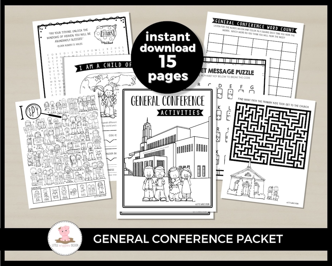 Primary General Conference Activity Packet by Little Wiggles Design - Etsy