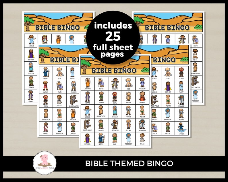 Printable Bible Bingo Game Cards by Little Wiggles Design - Etsy