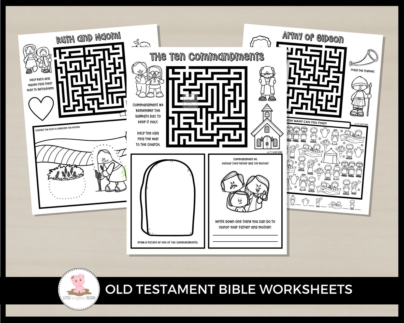 Sunday School Bible Story Worksheets for Kids by Little Wiggles Design ...