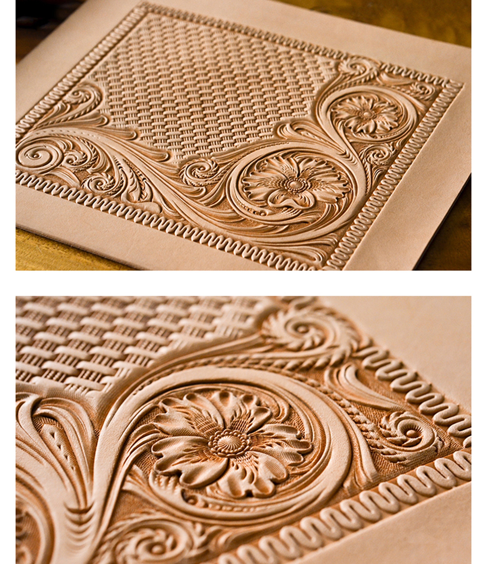 Leather Art Leather Carving Printing Flower Core Pattern - Etsy