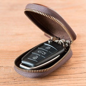 Car Key Casegenuine Leather Car Keys Wallet men Key Case With Zipper - Etsy