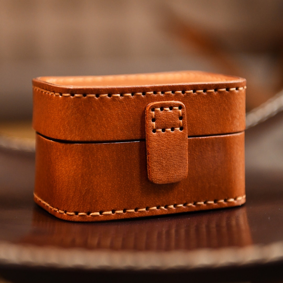 Jewelry Box Handmade Sewn Thickened Cowhide Jewelry Storage Box Leather ...