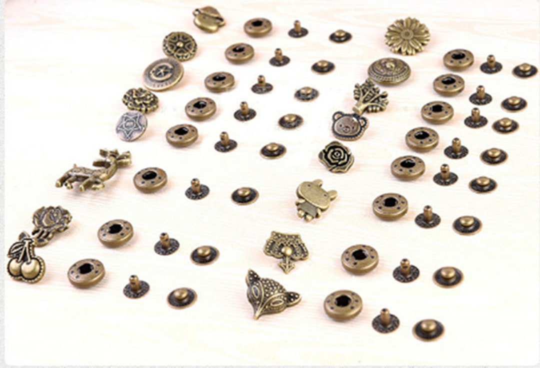 5 Sets Alloy Snap Fastener Press Stud Sewing Leather Combined Button ...