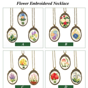 3 Packs Embroidery Necklace Kit Embroidery Pendant Kit With Hoop ...