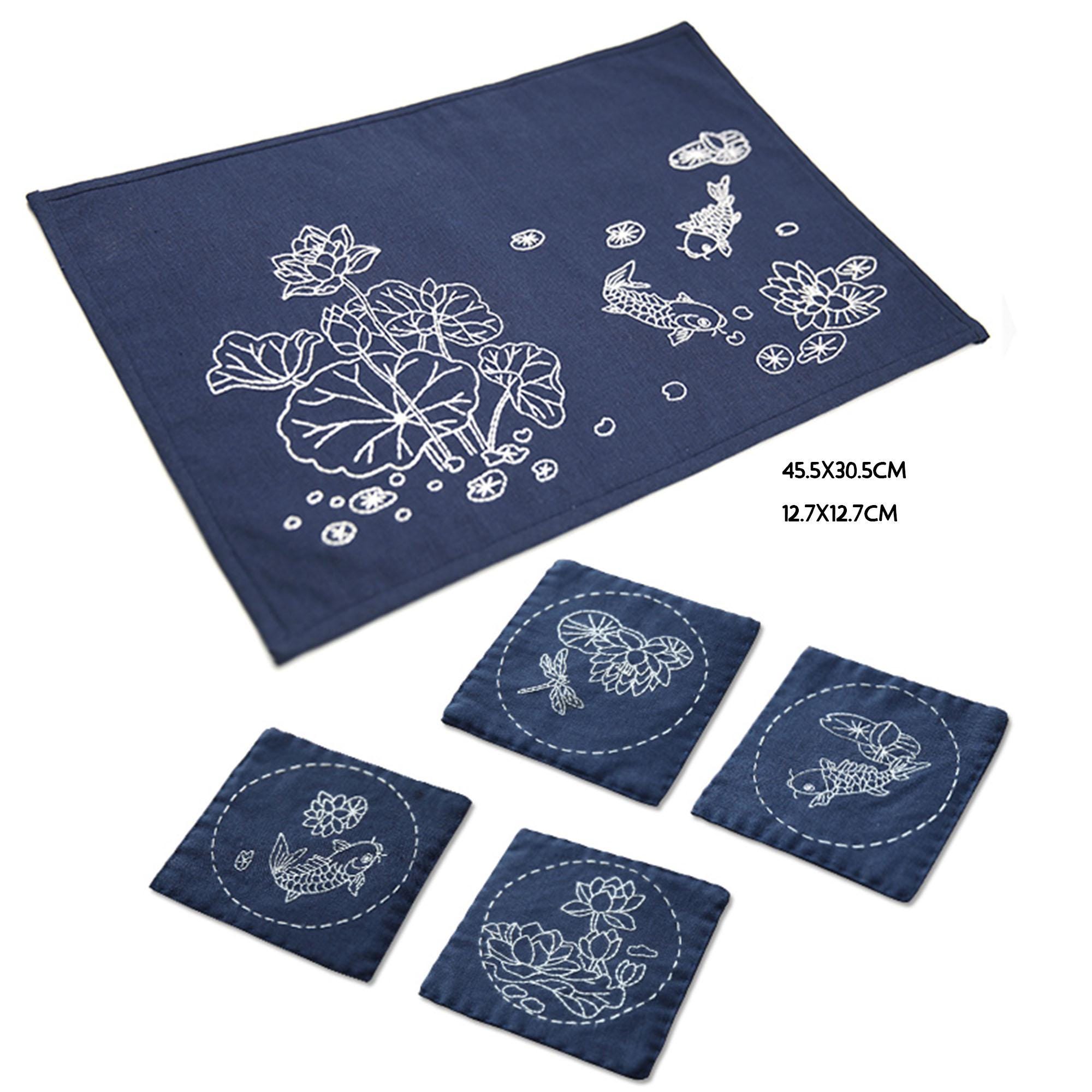 Sashiko Kit Tea Mat Kit Table Mat Sewing Kit Coaster Kit Cup Mat Kit - Etsy