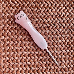 Pink Cat Handle Crochet Resin Handle Crochet Hook 0.1mm-4.0mm Ergonomic ...