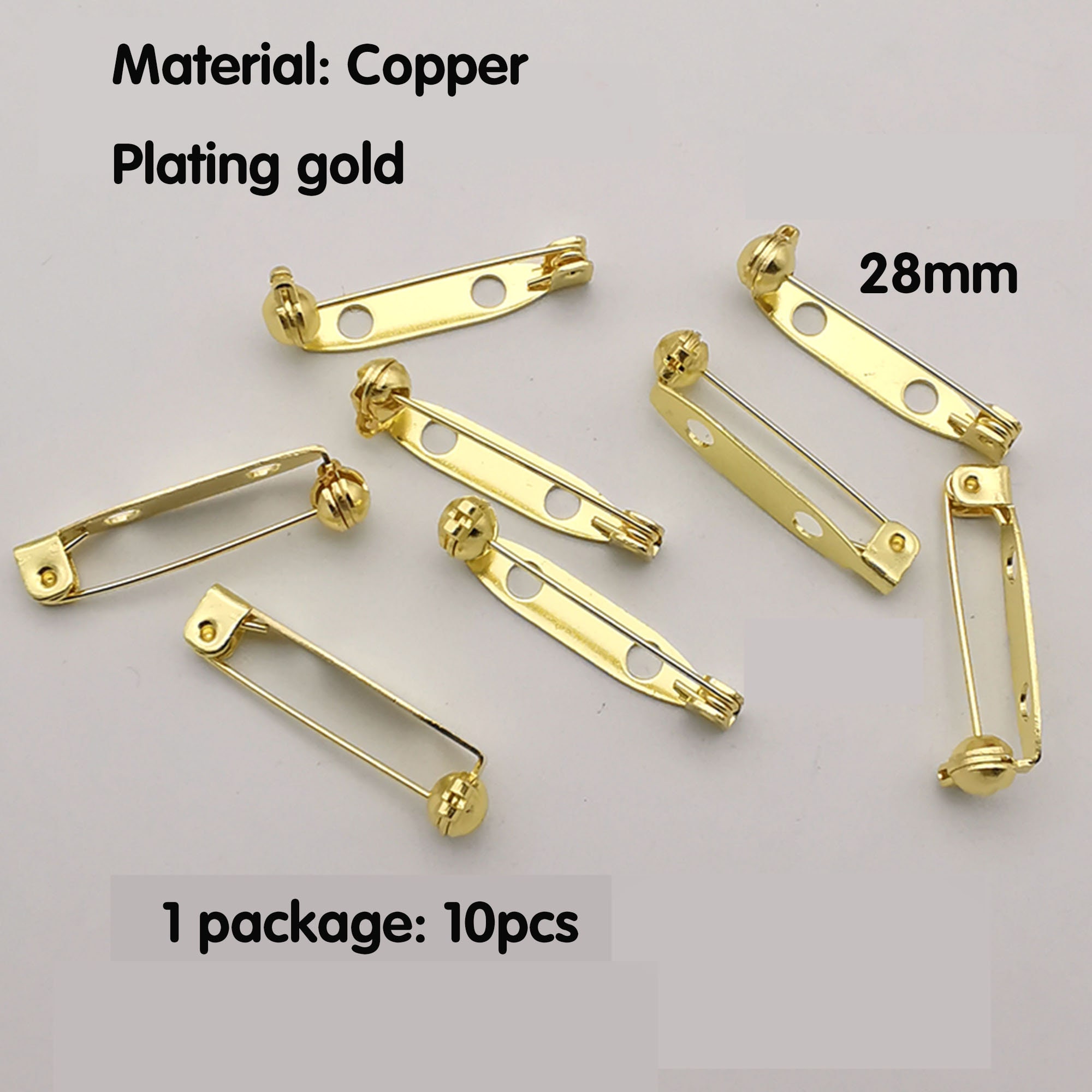 14 20 28 35mm Brass Brooch Pin, Brass Brooch Pin Back Base Safety Pins ...