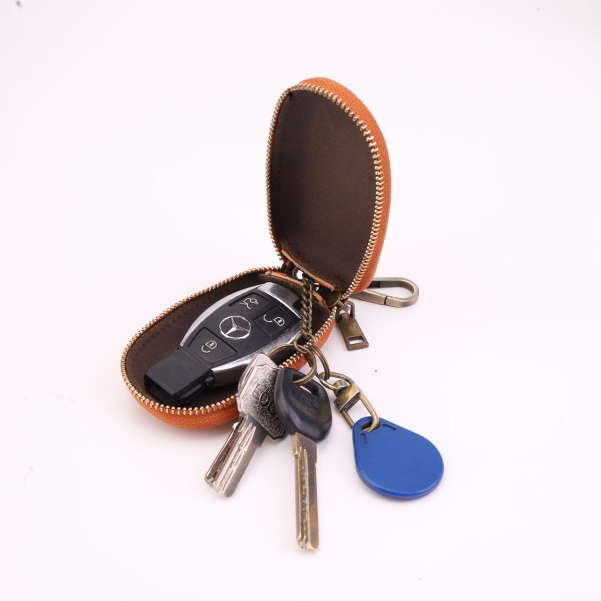 Car Key Case|genuine Leather Car Keys Wallet -men Key Case With Zipper ...