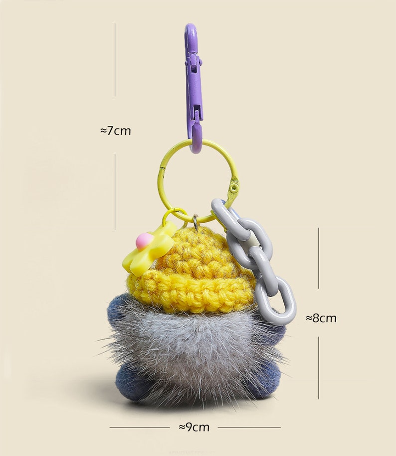 Mink Keychain Handmade Keychain DIY Pendant Small Mink Fur Ball Chain ...