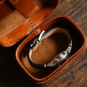 Jewelry Box Handmade Sewn Thickened Cowhide Jewelry Storage Box Leather ...