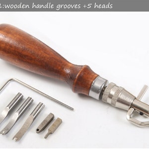 5 in 1 DIY Wood Leathercraft Adjustable Pro Leather Stitching Groover ...