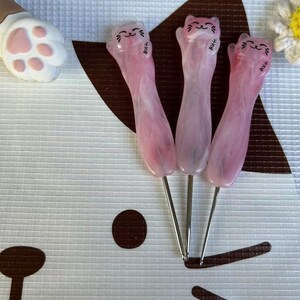 Red Cat Handle Crochet Resin Handle Crochet Hook 0.1mm-4.0mm Ergonomic ...