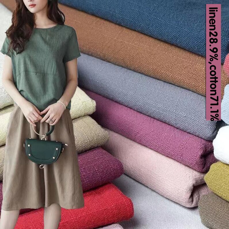 Slub Texture Linen Cotton Fabric by the Yard or Meter , Rustic Weave ...