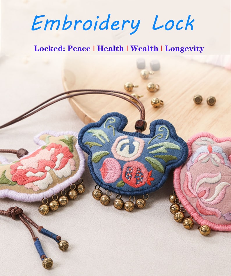 Embroidery Lock Embroidery Sachet Embroidery Necklace Blessing - Etsy