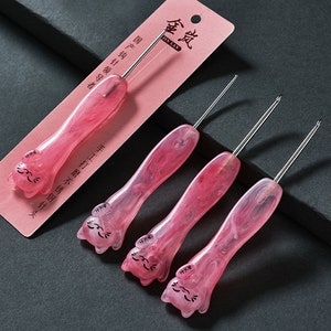 Red Cat Handle Crochet Resin Handle Crochet Hook 0.1mm-4.0mm Ergonomic ...