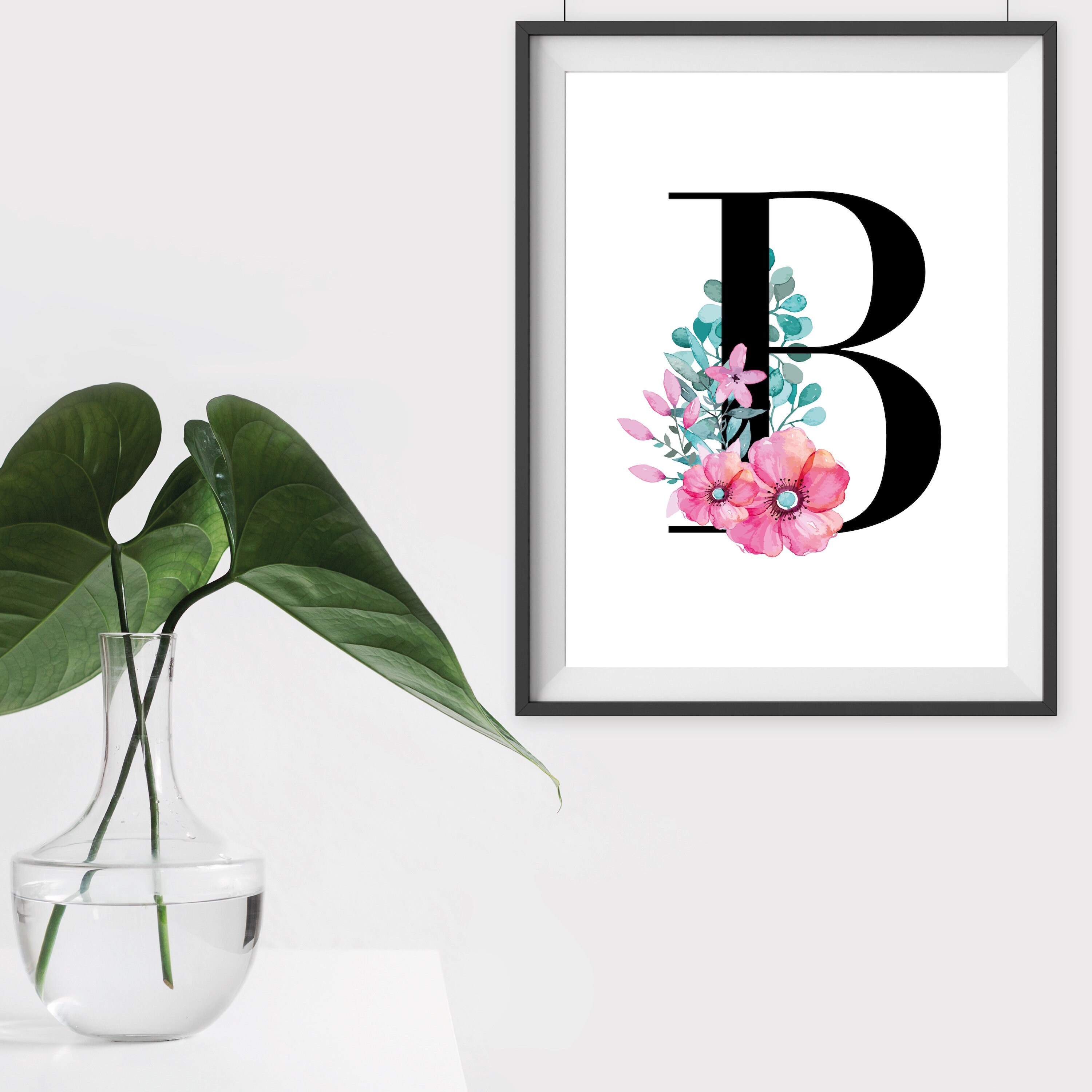 Birth Poster, Bust Letter Poster, Letter Poster Flowers A4, Floral - Etsy