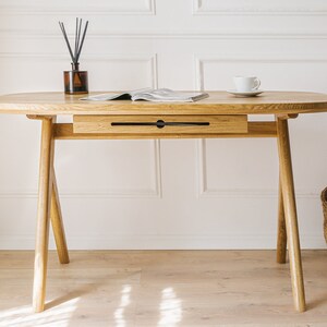 Small Solid Oak Writing Desk With Drawer for Laptop Also as Makeup ...