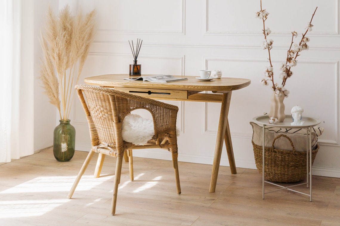 Small Solid Oak Writing Desk With Drawer for Laptop Also as - Etsy