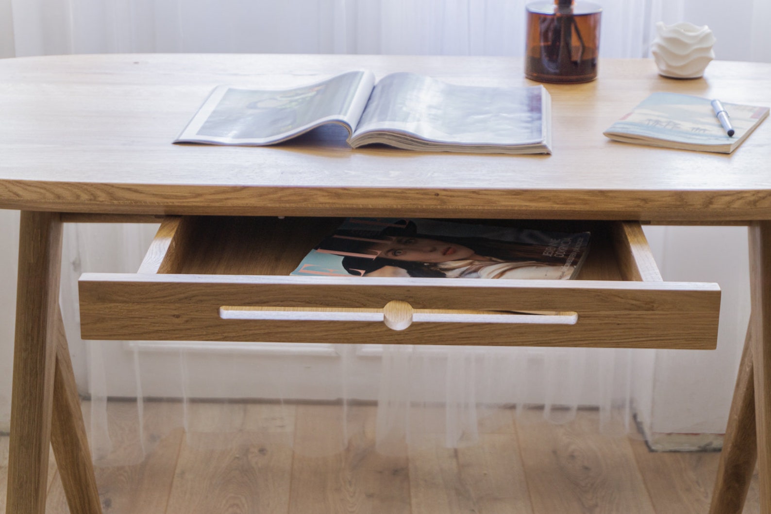 Small Solid Oak Writing Desk With Drawer for Laptop Also as Makeup ...