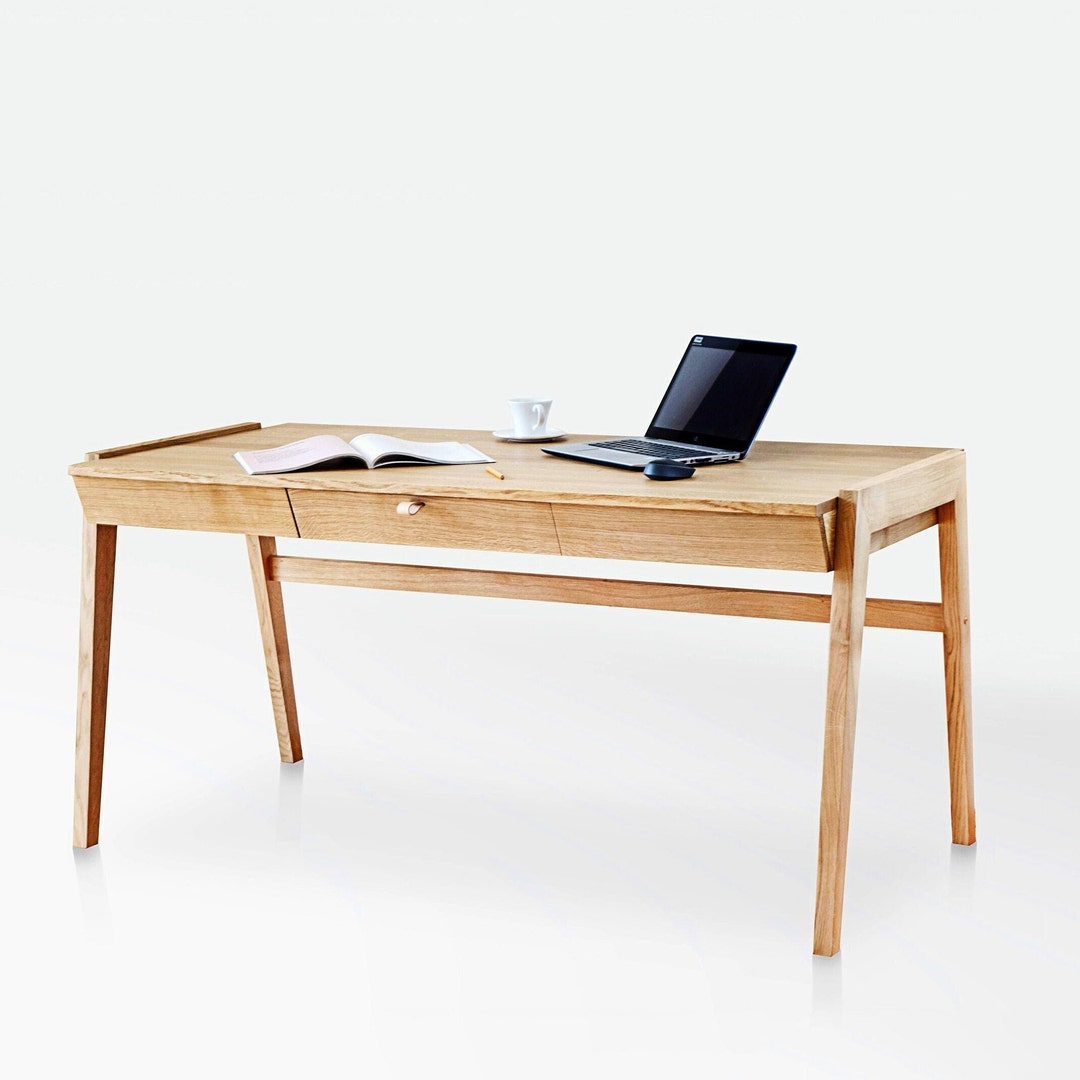 Solid Oak Desk With Drawer, Solid Oak Desk, Scandinavian Desk - Etsy