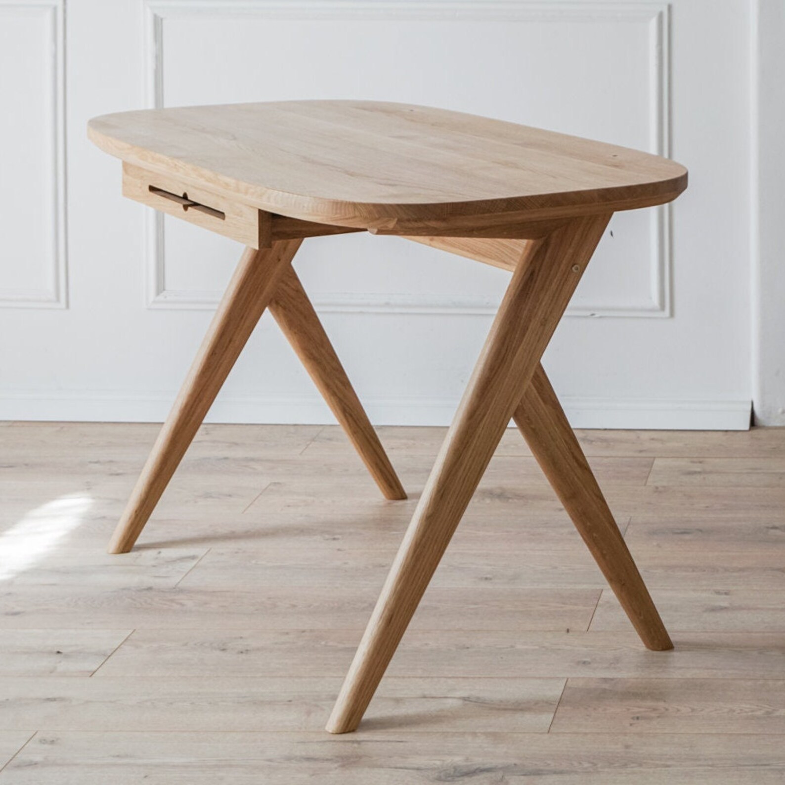 Small Solid Oak Writing Desk With Drawer for Laptop Also as Makeup ...