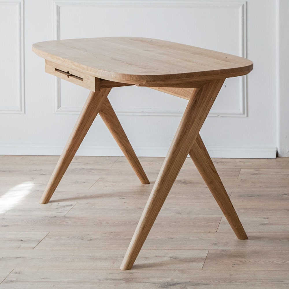 Small Solid Oak Writing Desk With Drawer for Laptop Also as Makeup ...