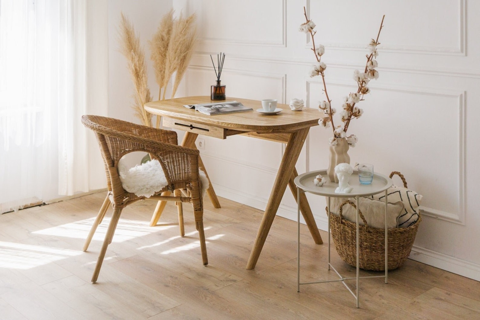 Small Solid Oak Writing Desk With Drawer for Laptop Also as Makeup ...