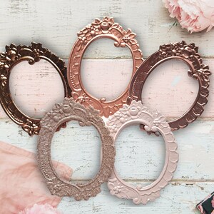 3D Die-cut and Embossed Rose Gold Floral Frames Set of 5 in 5 Finishes ...