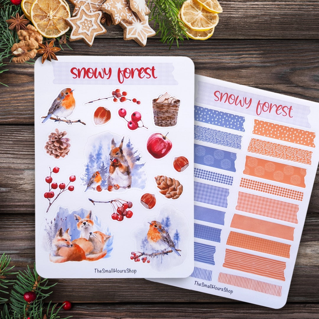 Sticker Sheet Winter Forest Bujo Stickers, Planner Stickers, Scrapbook ...