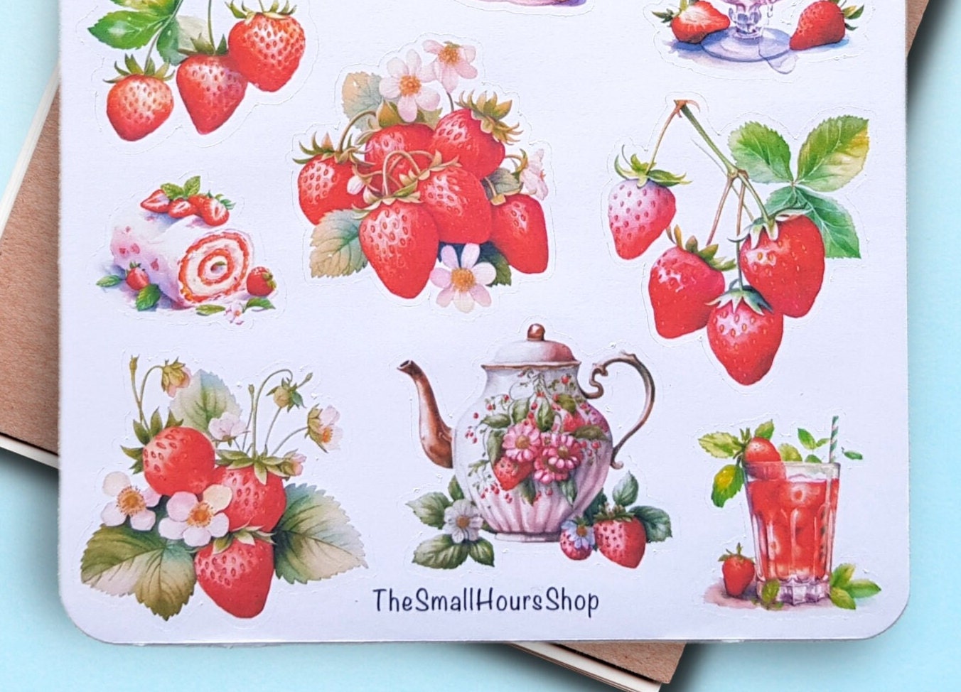 Strawberries Sticker Sheet Summer Strawberry Sticker - Etsy