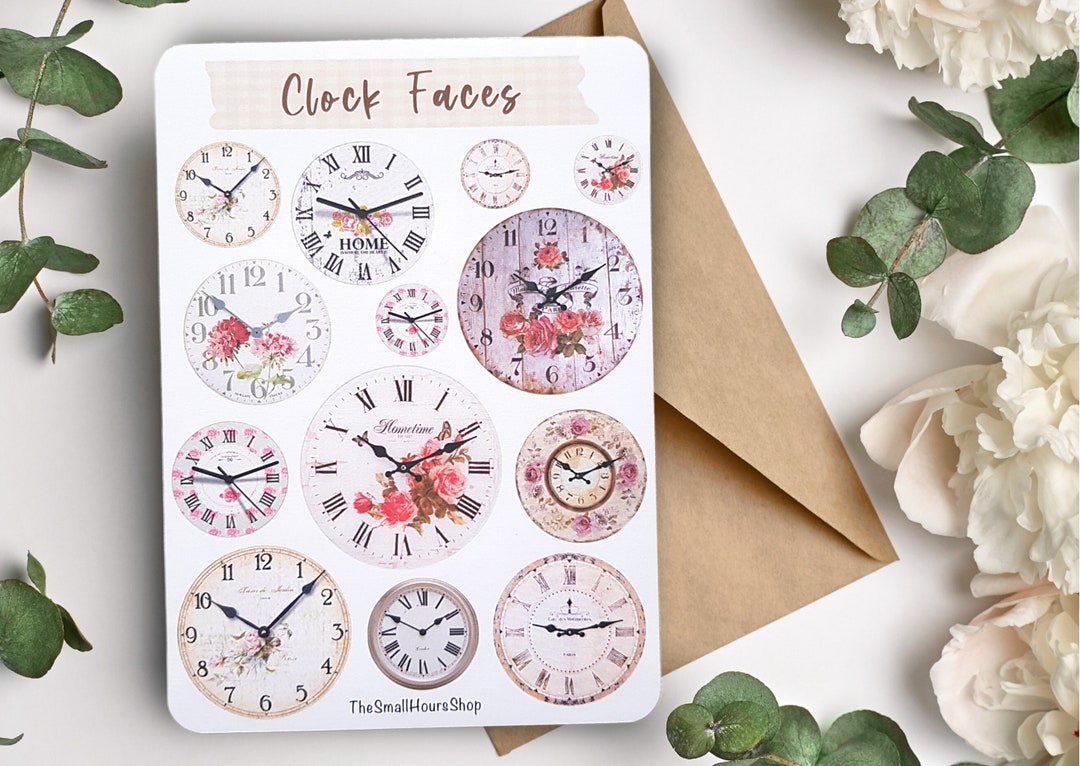 Sticker Sheet Clock Faces Sticker Clock Face, Sticker Sheet Clocks ...