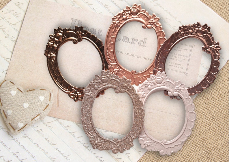 3D Die-cut and Embossed Rose Gold Floral Frames Set of 5 in - Etsy