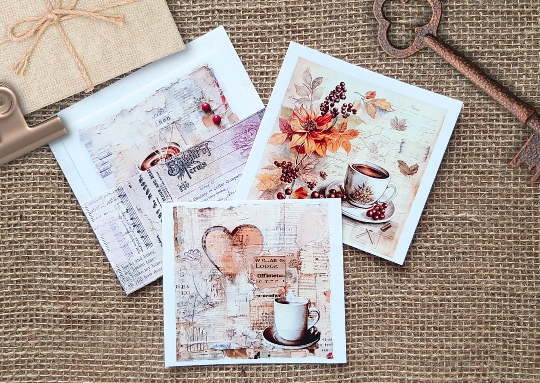 Fall Coffee Background Sticker Set - 6 Transparent Background Stickers ...