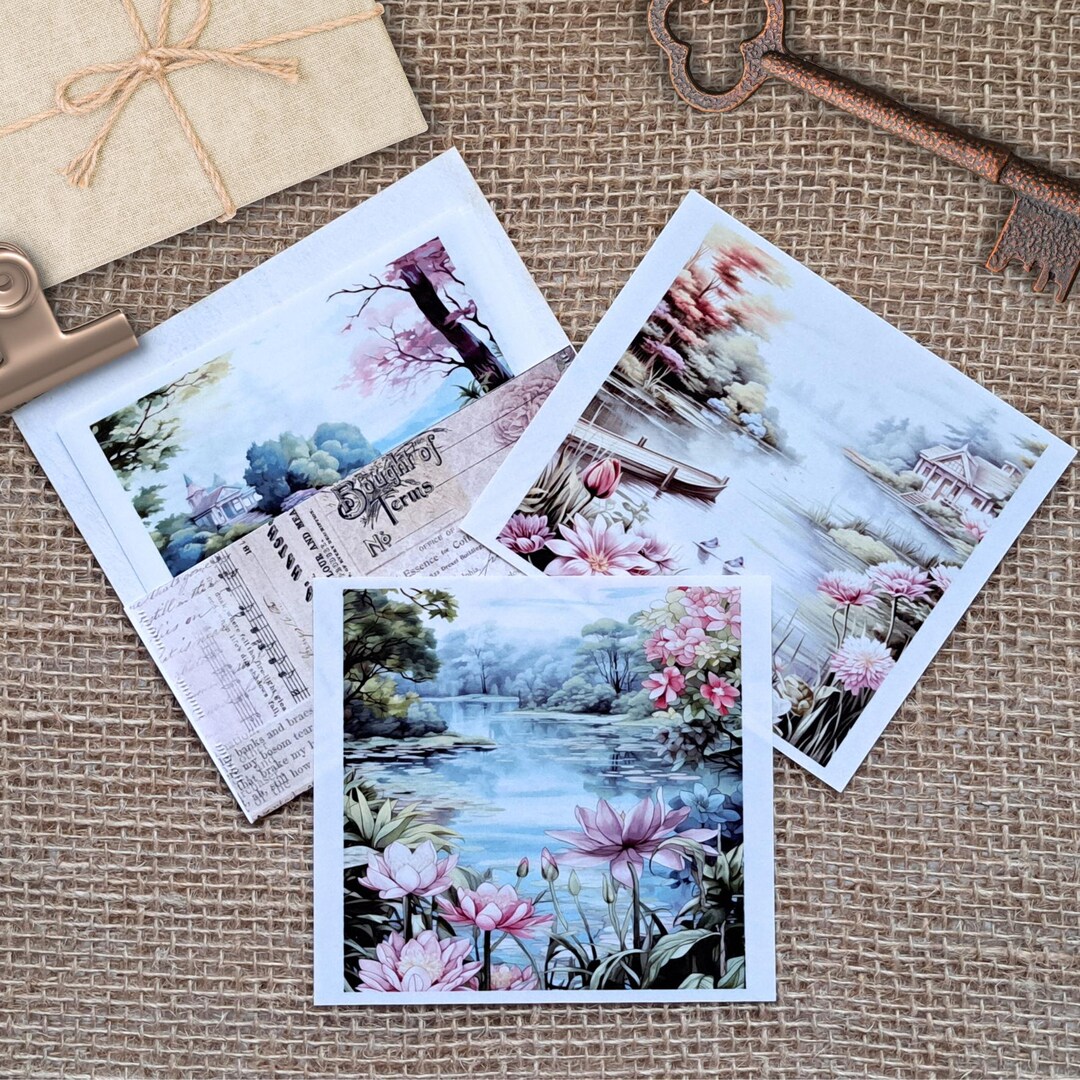 Background Sticker Set "lotus Garden", 6 Pieces. Transparent Sticker ...