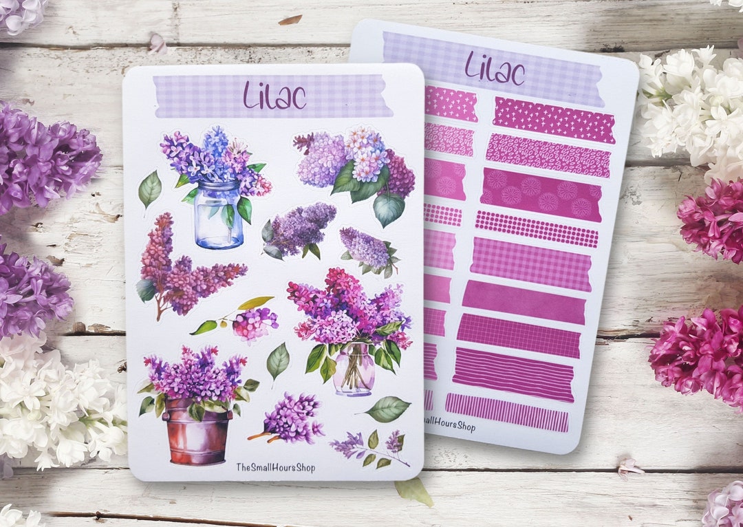 Lilac Stickers Spring Stickers, Lilac Branches Bouquet Sticker Sheet ...