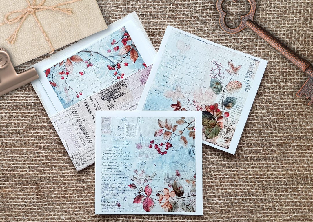 Blue Fall Collage Background Sticker Set - 6 Transparent Background ...