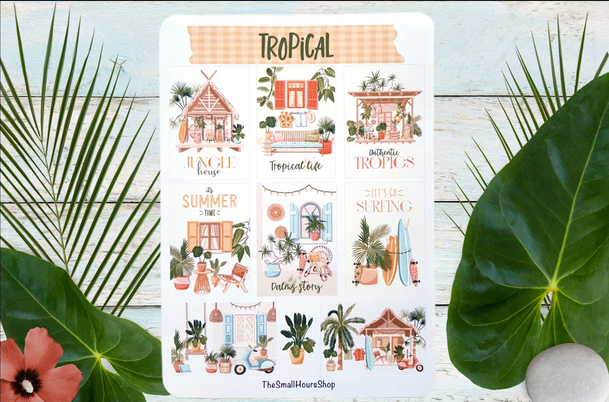 Hoja de calcomanías Hoja de calcomanías tropicales cinta - Etsy México