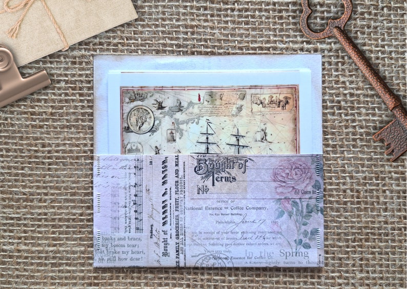Vintage Map Sticker Set - 6 Transparent Background Stickers for Journal ...