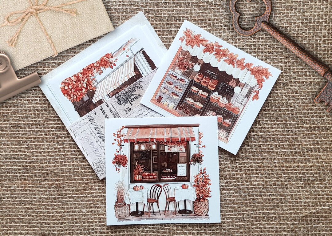 Cozy Fall Cafe Background Sticker Set - 6 Transparent Background ...