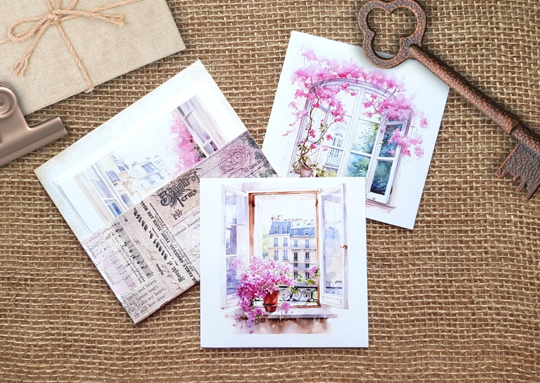 Pink Window Background Sticker Set 6 Clear Matt Stickers for Journal ...