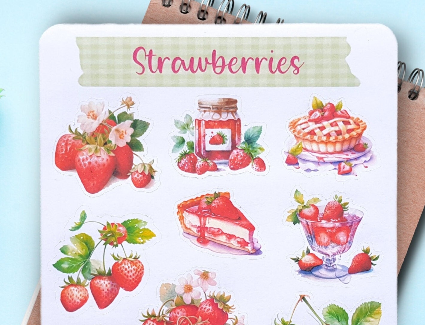 Strawberries Sticker Sheet Summer Strawberry Sticker - Etsy