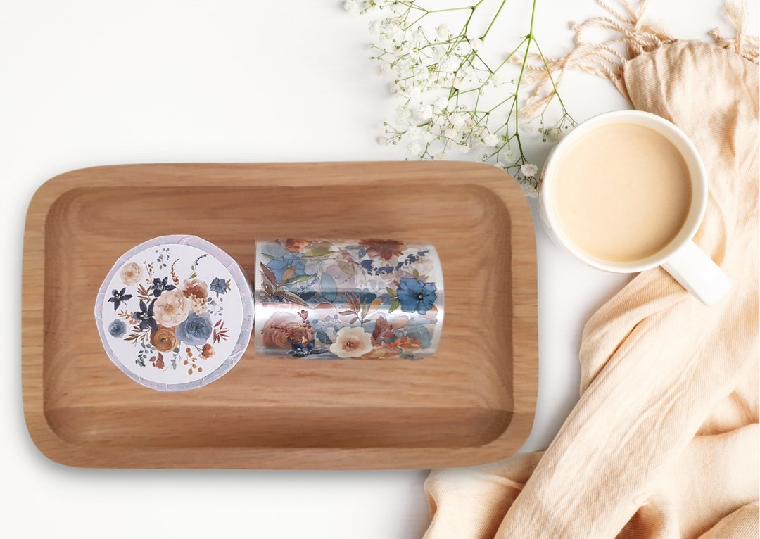 Dusty Blue & Cinnamon PET Tape Flowers | Sample Loop 100 Cm - Etsy
