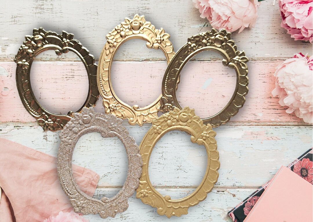 3D Die-cut and Embossed Gold Floral Frames Set of 5 in 5 Finishes ...