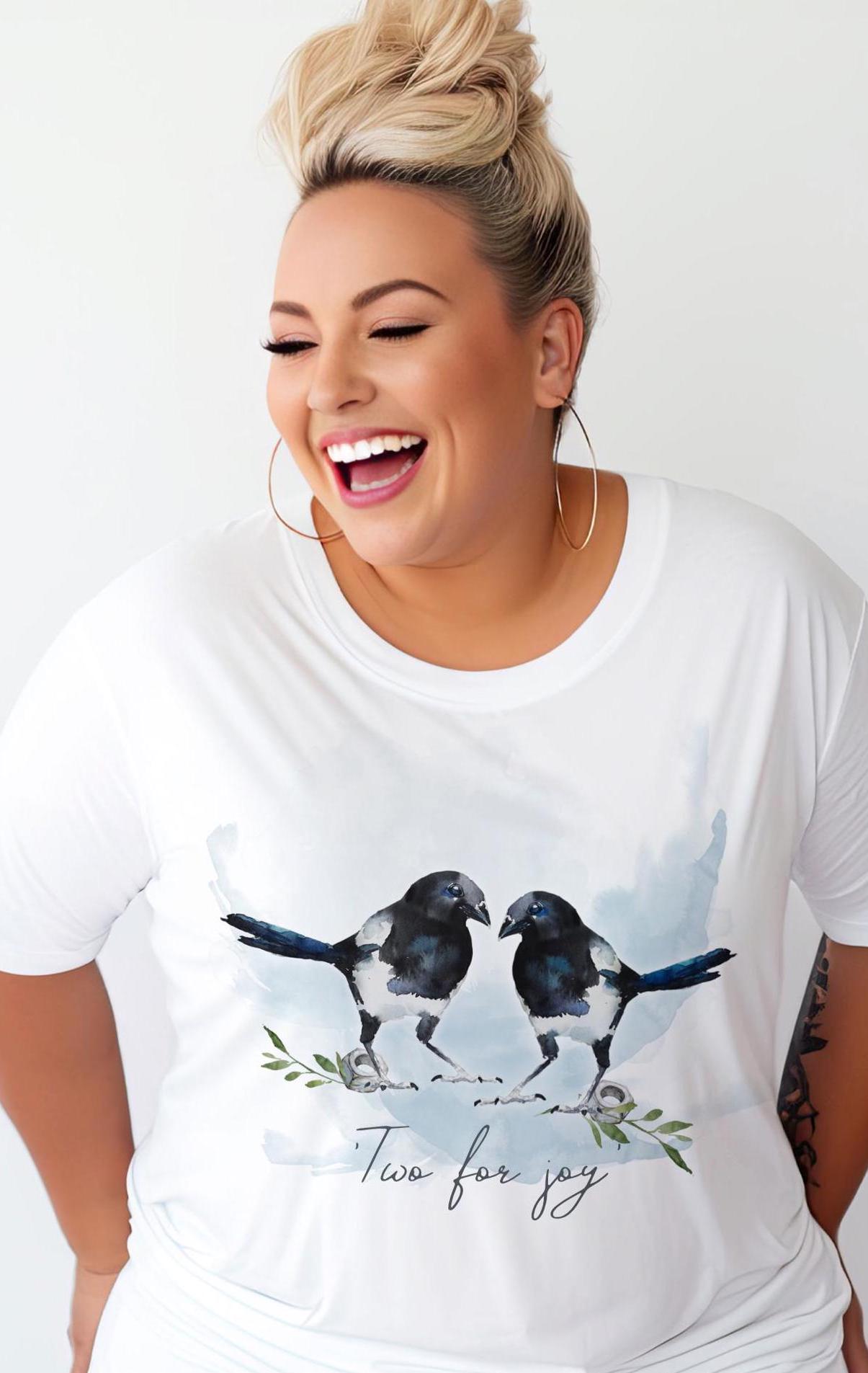 Personalised Magpie T-shirt, Magpies Shirt, Adult Gift, Two for Joy ...